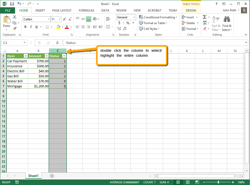 dripcode: Microsoft Excel Tip - changing 1 and 0's to Yes and No's