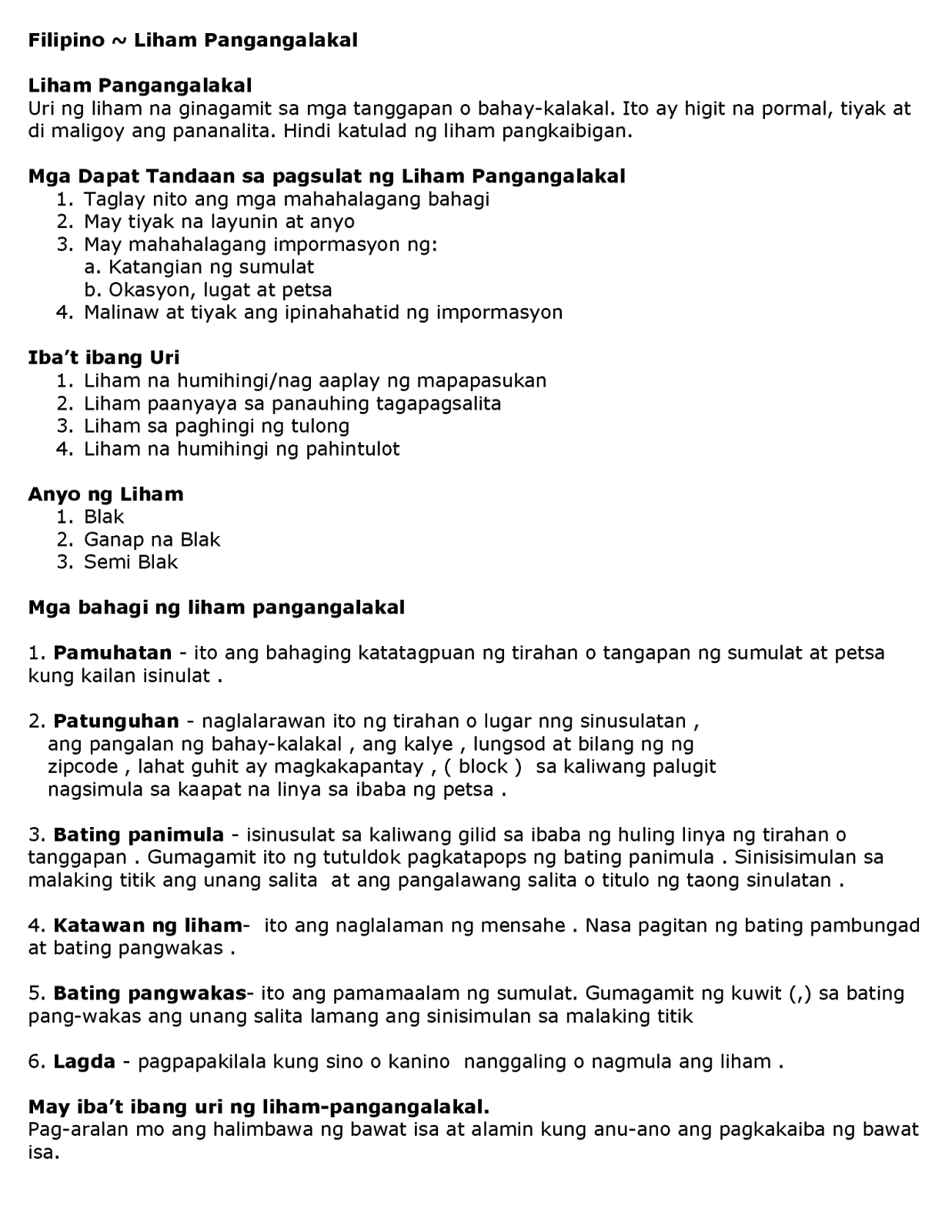 liham pang negosyo - philippin news collections