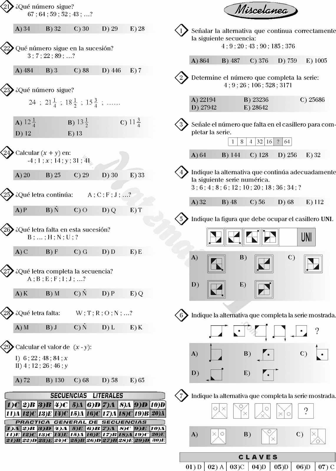 SECUENCIAS LITERALES EJERCICIOS DESARROLLADOS DE RAZONAMIENTO PDF