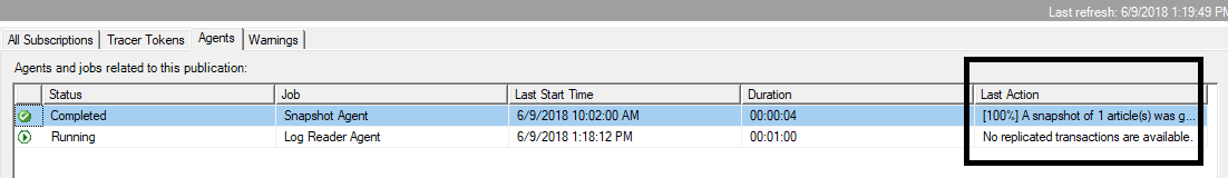 The process could not execute 'sp_repldone/sp_replcounters' on 'RAMESH\DEV'. (Source: MSSQL_REPL ...
