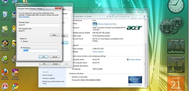 Cara Setting Jaringan Workgroup Di Windows 7