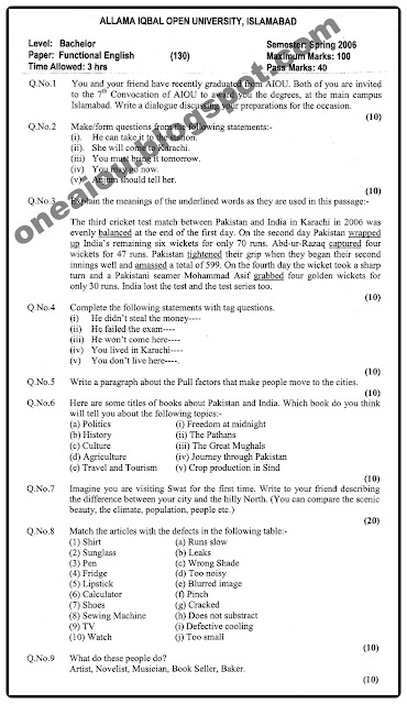 AIOU - Allama Iqbal Open University admissions exam result and tutors ...