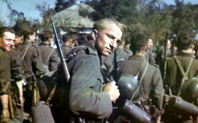 World War II in Color: German Soldiers Marching in the East in 1941