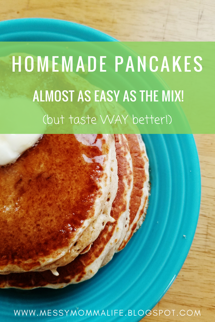 Pancakes almost as easy as the mix (but taste waaaayyy better)!