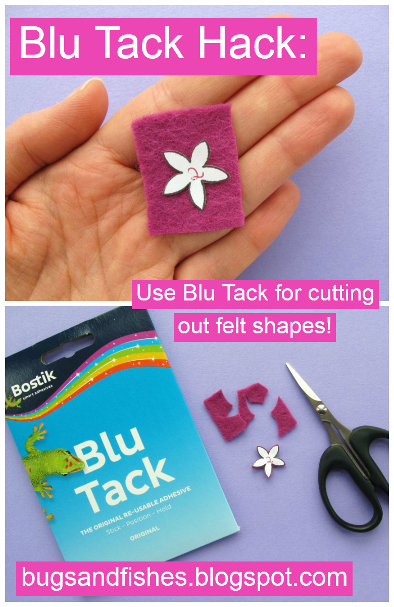 Bugs and Fishes by Lupin: Cutting Out Small Felt Shapes... With Blu Tack!
