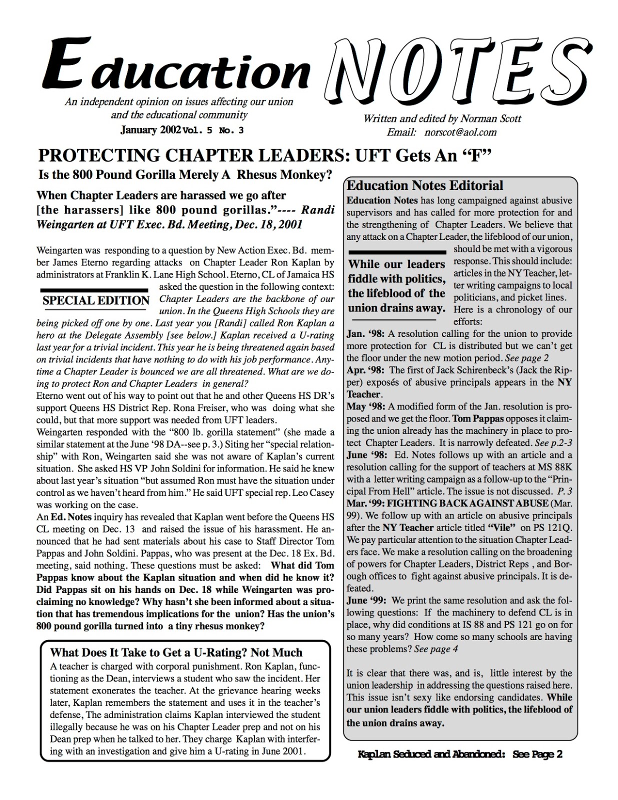 Ed Notes Online: PROTECTING CHAPTER LEADERS: UFT Gets An “F” -- Ed ...