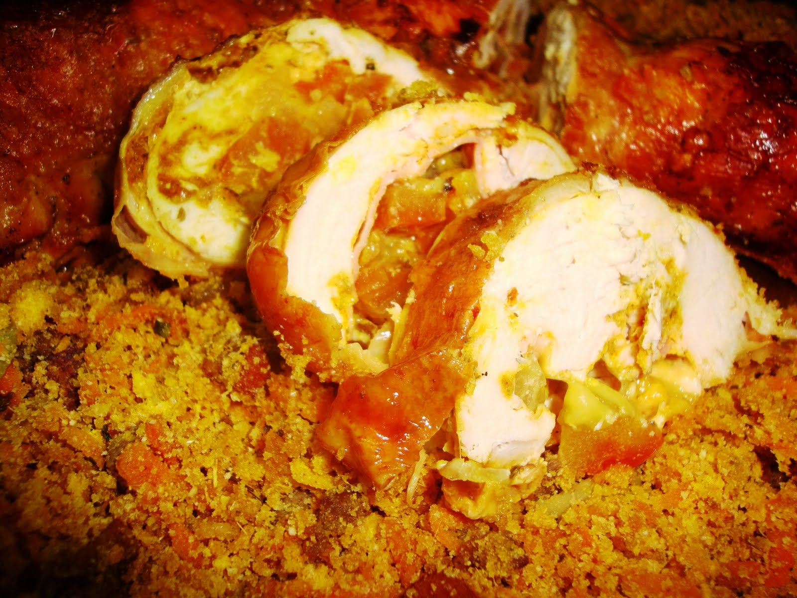 sabordicasa: FRANGO DESOSSADO E RECHEADO - ACOMPANHADO COM FAROFA