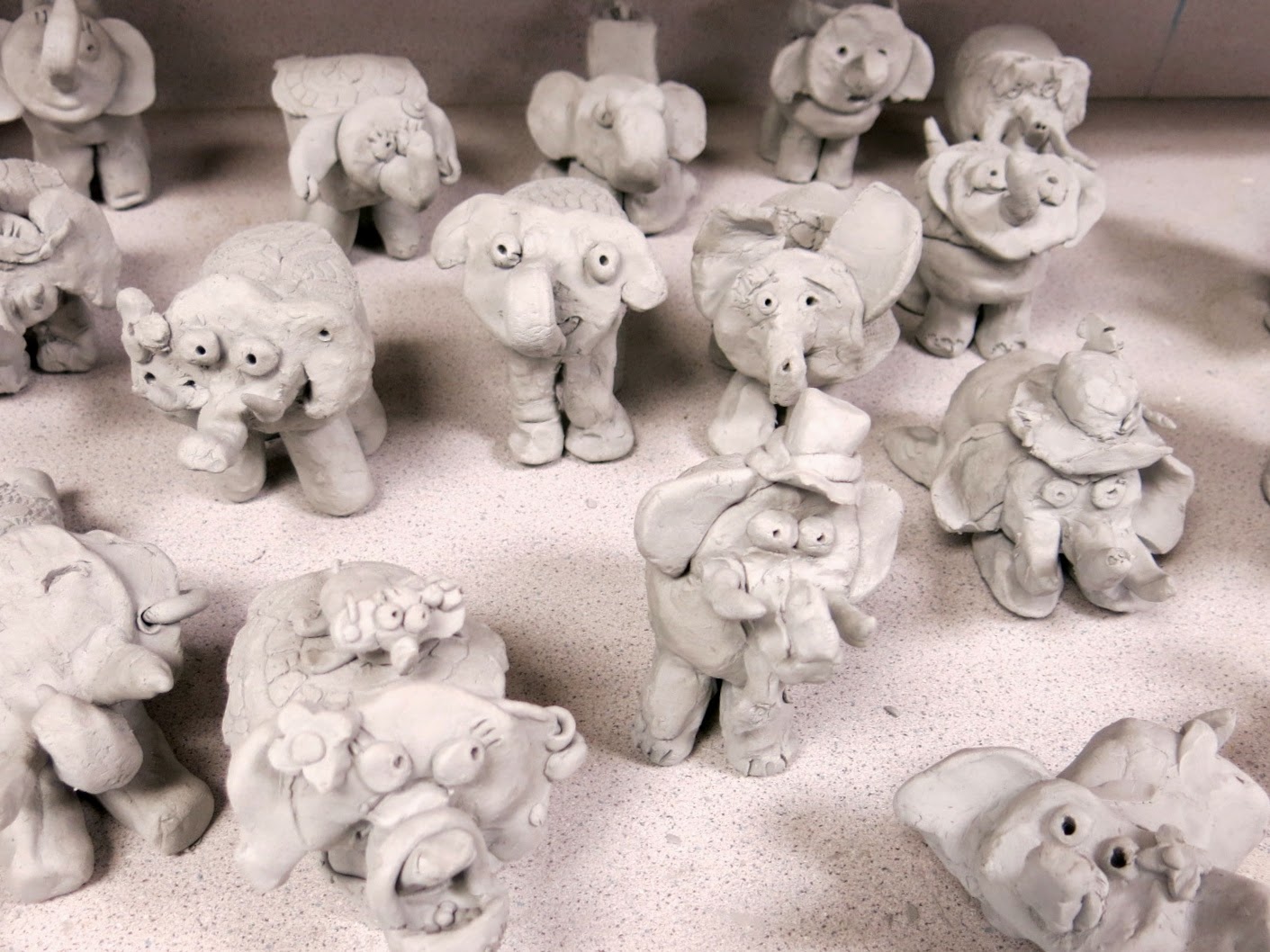 Clay Sculptures Of Elephants