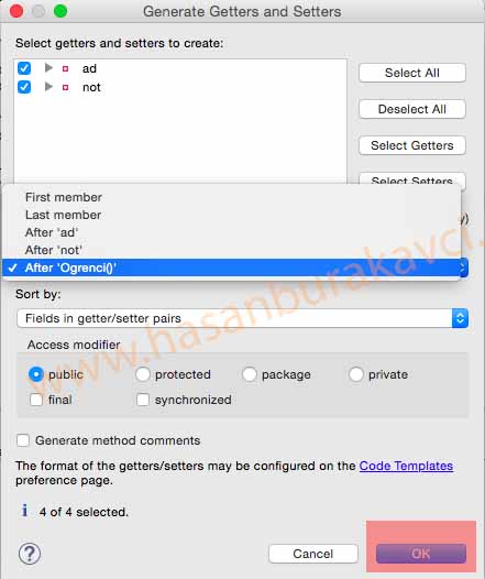 JAVA: Java Setter ve Getter Metodları (Eclipse)