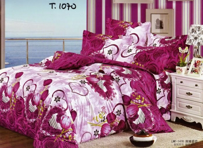 SPREI KATUN JEPANG MOTIF BUNGA T1070 | GAMBAR SPREI