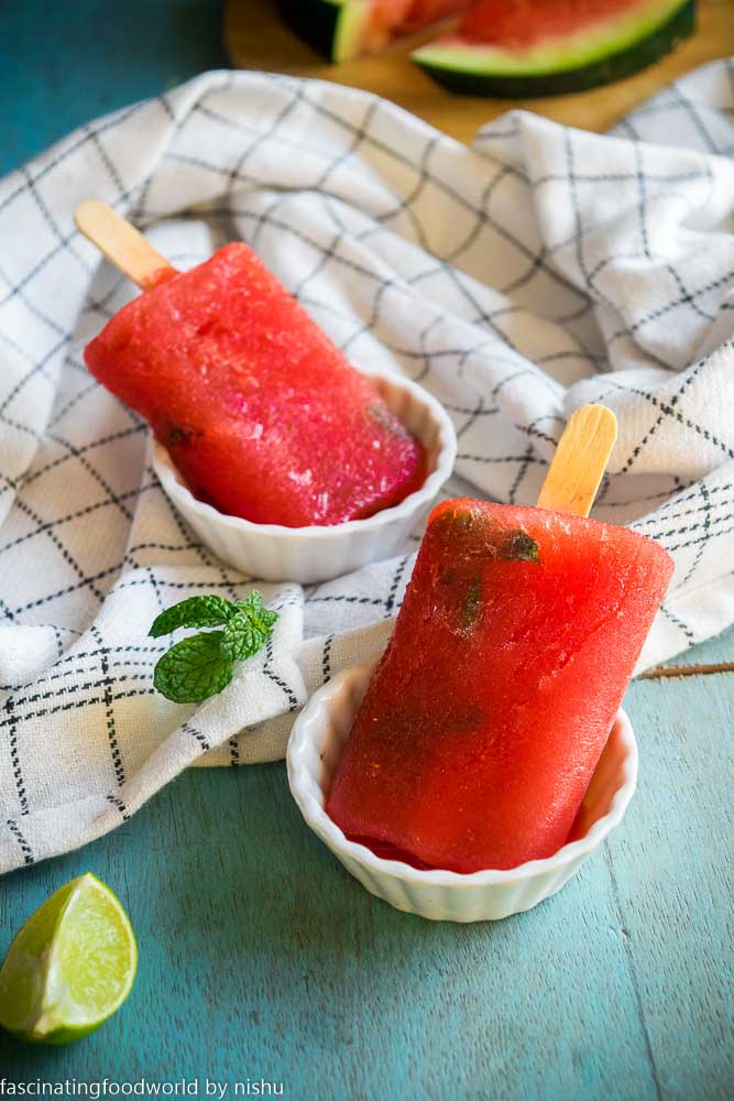 Spicy watermelon popsicles