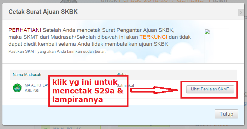 Cara Mudah Mencetak Kembali Ajuan SKMT / SKBK Semester atau Tahun Pelajaran Yang Lalu