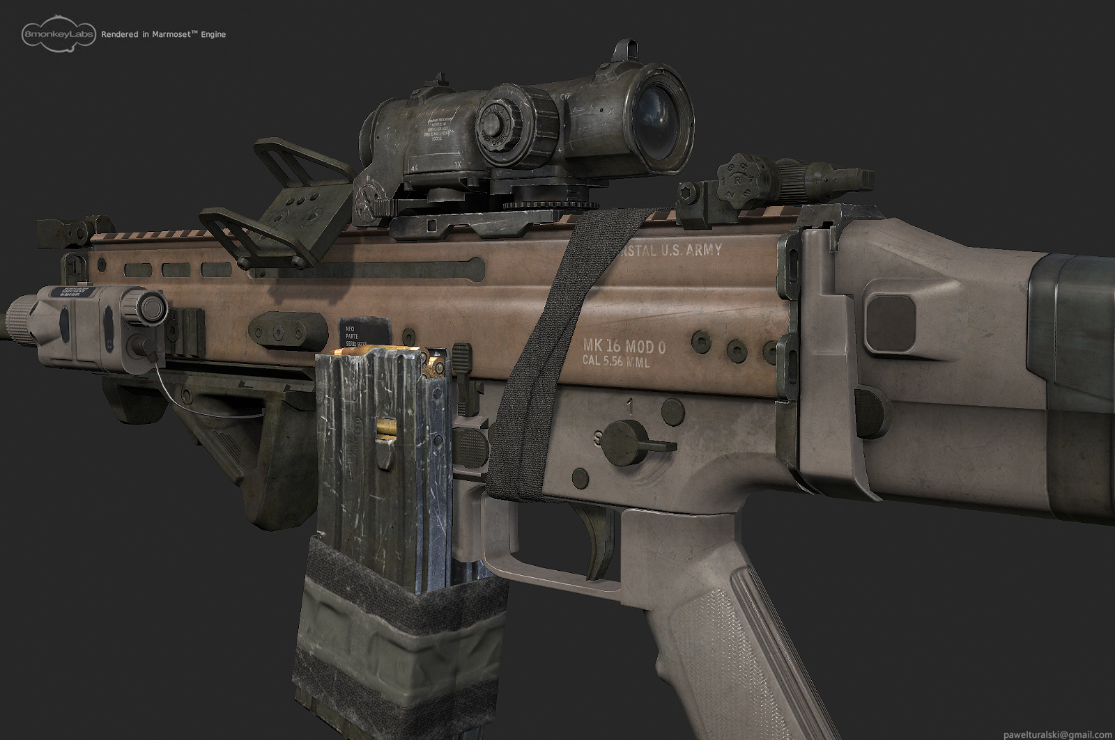 Portfolio: FN SCAR mk 16 - low poly final close up