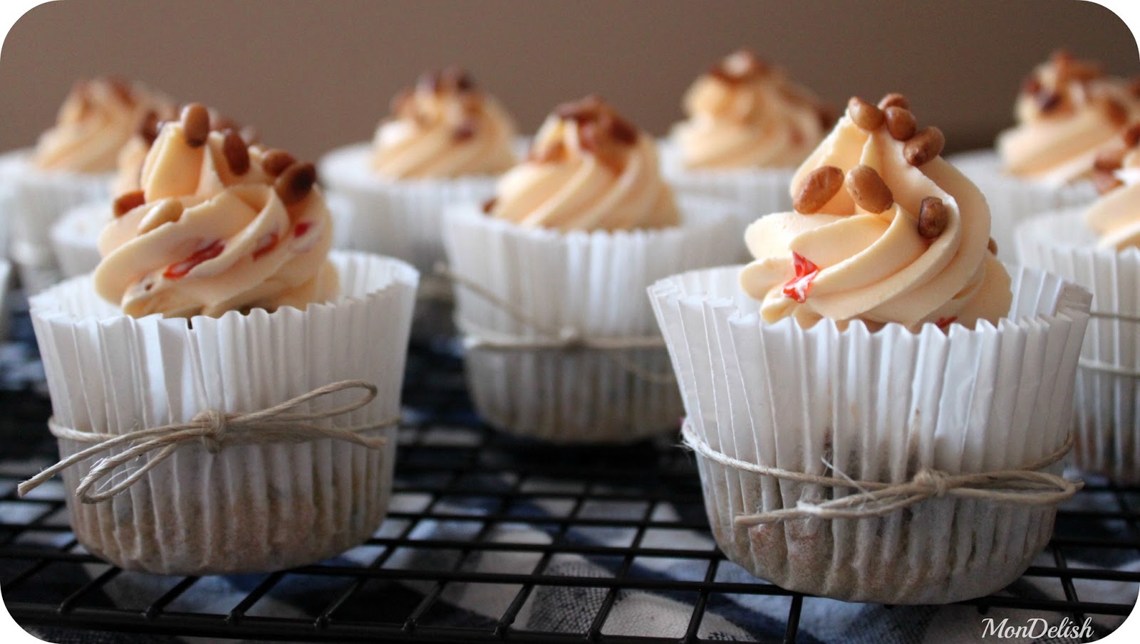 Caramelised red onion & spinach cupcakes with a cream cheese & sweet ...