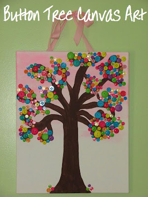Mama To Three Chicks: Button Tree Canvas Art