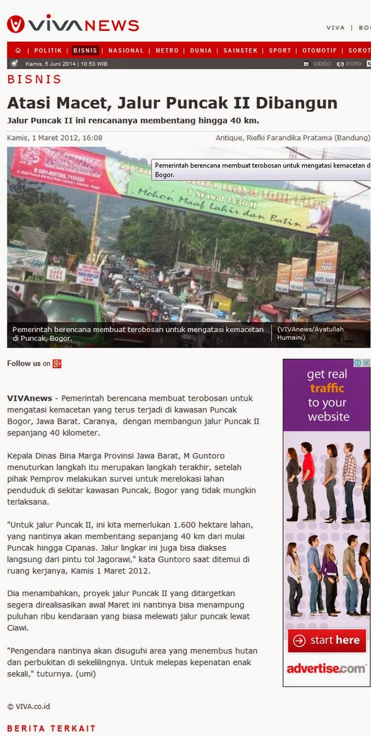 Puncak Icon: Terwujudnya Pembangunan Jalur Puncak 2