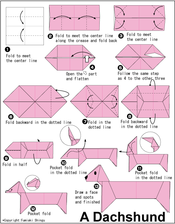 Dachshund - Easy Origami instructions For Kids
