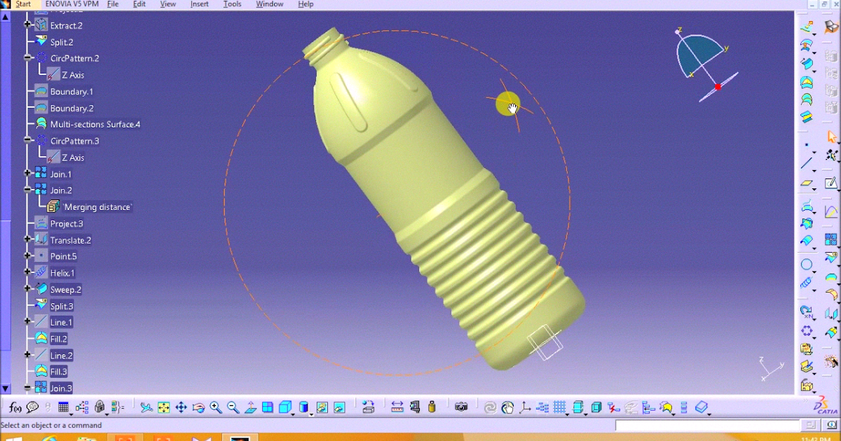 catia v5 tutorials | surface water bottle - CAD DESIGNS
