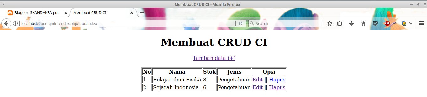 Membuat CRUD di Framewrk CodeIgniter (Hapus Data) ~ Teknologi Informasi