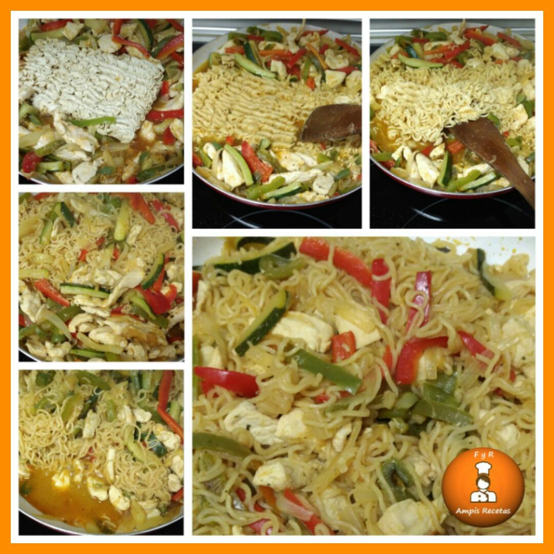 Jugoso Al Wok con pollo, pimientos y calabacín ~ Fácil y Rico Ampis Recetas