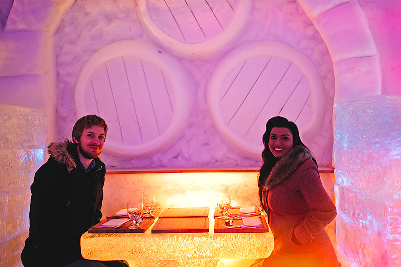 sending postcards: ice hotel