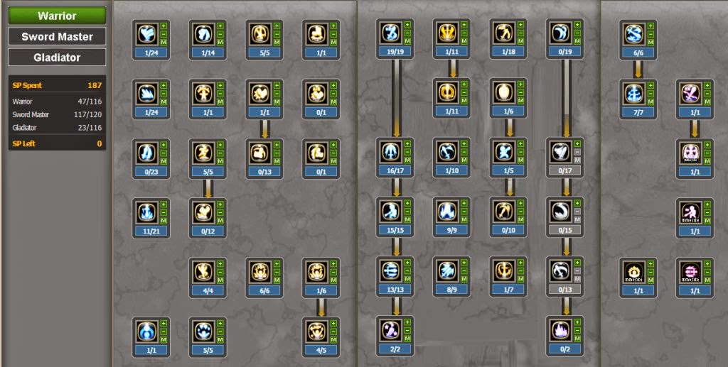 GLADIATOR SKILL BUILD LEVEL 70 (PVE)