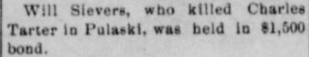 Shaking Paper: William Stivers[?] Kills Charles Tarter, Pulaski, 1900