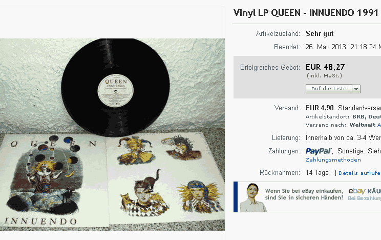 1423. Queen. Innuendo. 1991. EMi (EEC, OiS w Lyrics, VG+) = 60$ на ...