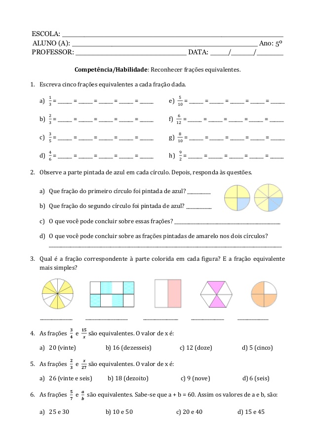 ATIVIDADES PARA 5º ANO Ótimas atividades para 5º ano! ~ Atividades ...