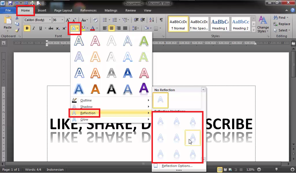 Cara Memberikan Efek Reflection (Pantulan Cermin) pada Tulisan di ...