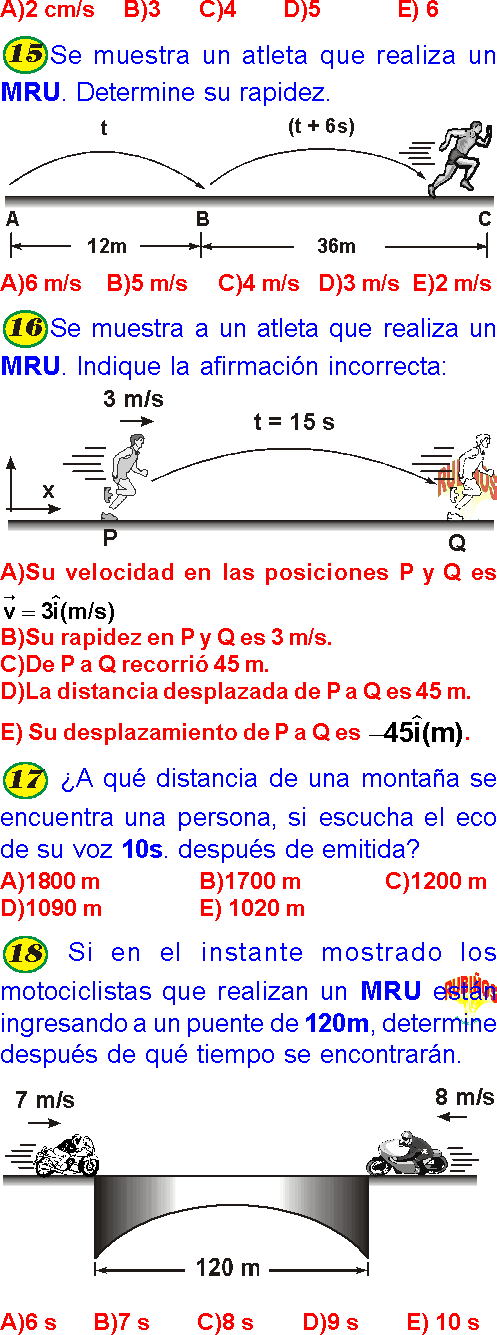 MRU EJERCICIOS CON RESPUESTAS DE MOVIMIENTO RECTILÍNEO UNIFORME PDF