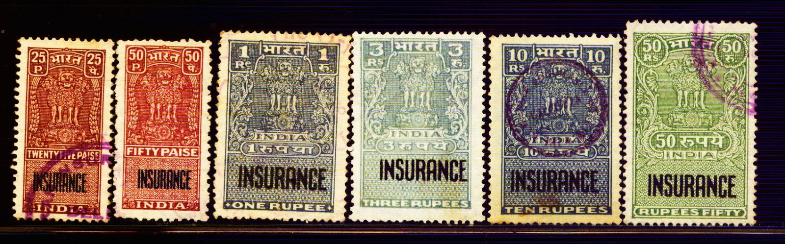 Heritage of India stamps site: India Revenue Court fee Insurance Share ...