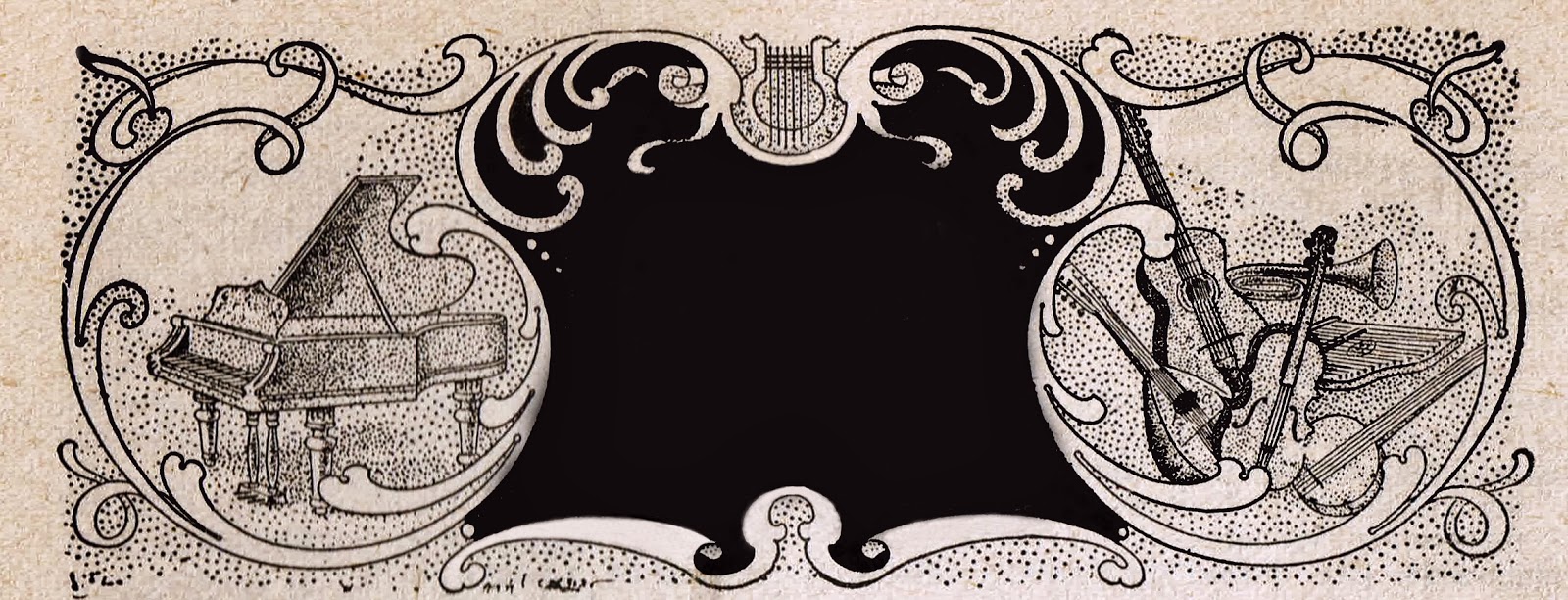 Ornate Musical Instruments Frame Image - Royalty Free Antique Graphic ...
