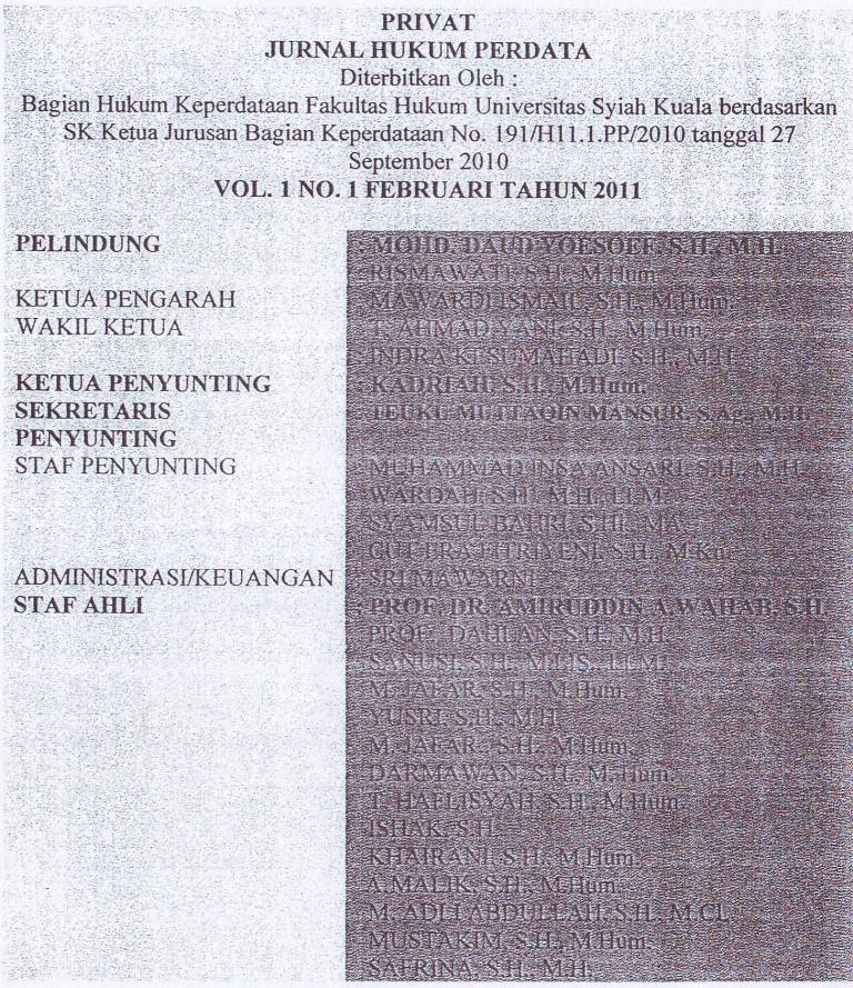 [PRIVAT] JURNAL HUKUM PERDATA | LibraryInc