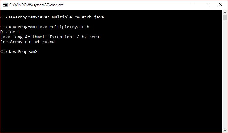 Java-25: Write a program in Java to demonstrate multiple try block and ... Java-25: Write a program in Java to demonstrate multiple try block and ...