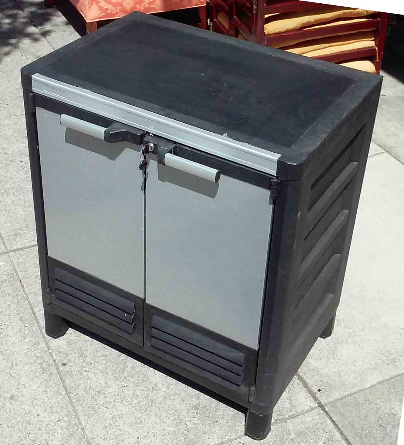 UHURU FURNITURE & COLLECTIBLES: SOLD Locking Plastic Utility Cabinet - $45