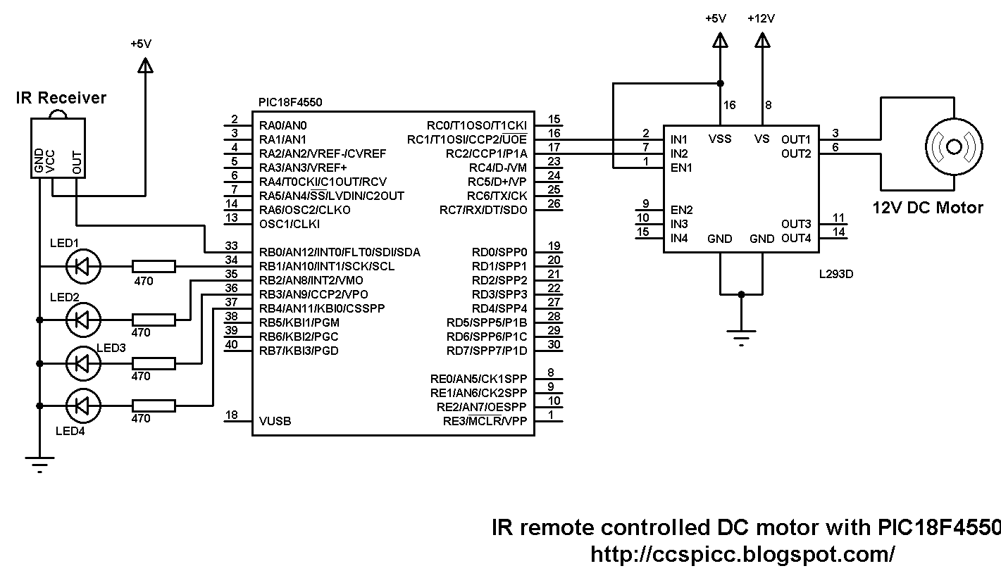 Ir Remote Controlled Dc Motor With Pic18f4550 And Ccs Pic C