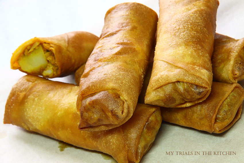 My Trials in the Kitchen: Deep Fried Spring Roll with Curry Chicken ...