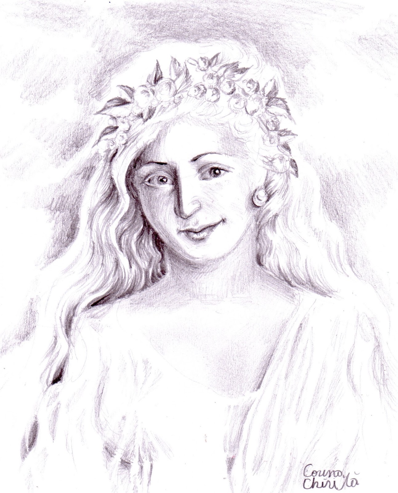 Grafica si pictura de Corina Chirila: Portret de fata din Grecia antica