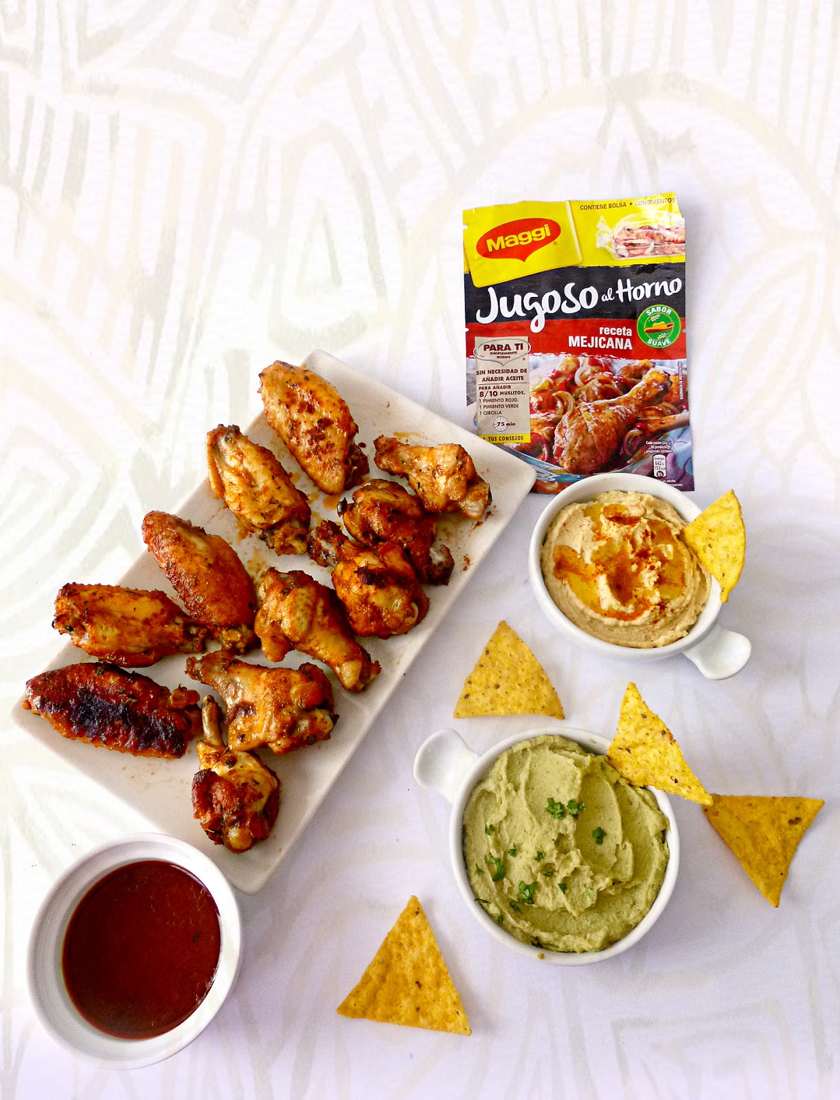 Hummus de Aguacate y Tradicional con Alitas de Pollo a la Mejicana ...