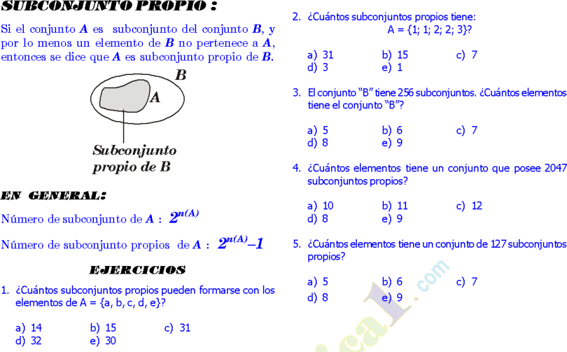 SUBCONJUNTO PROPIO EJERCICIOS