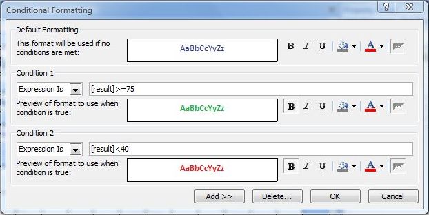 Microsoft Access Tips: Using Conditional Formatting on an Exam Results ...
