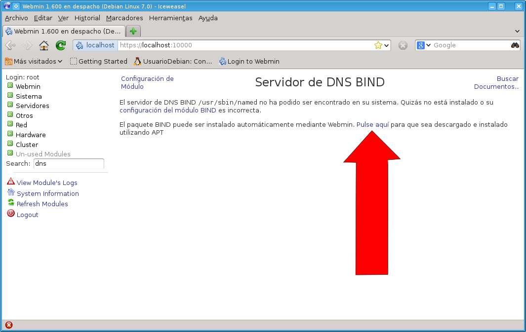 UsuarioDebian: Instalar y configurar un servidor DNS en webmin