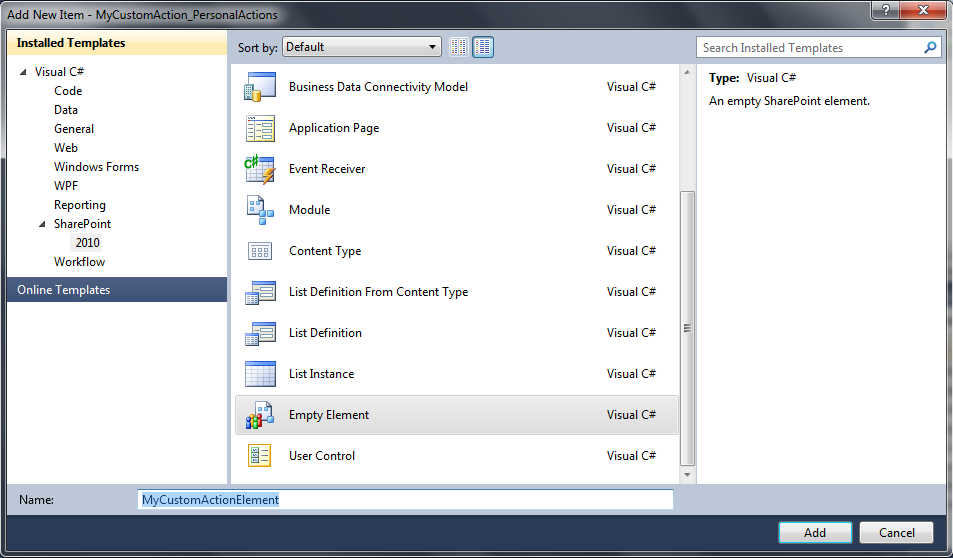 Dot Net Sparks: Adding custom action to Personal Actions menu of SharePoint 2010