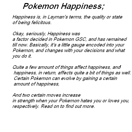 Pokemon Happiness,All ABOUT it.