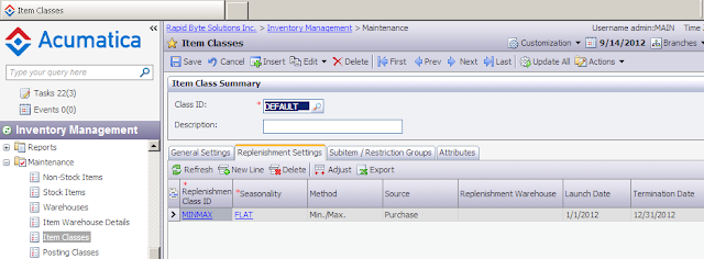 Acumatica Singapore: Inventory Replenishment Setup