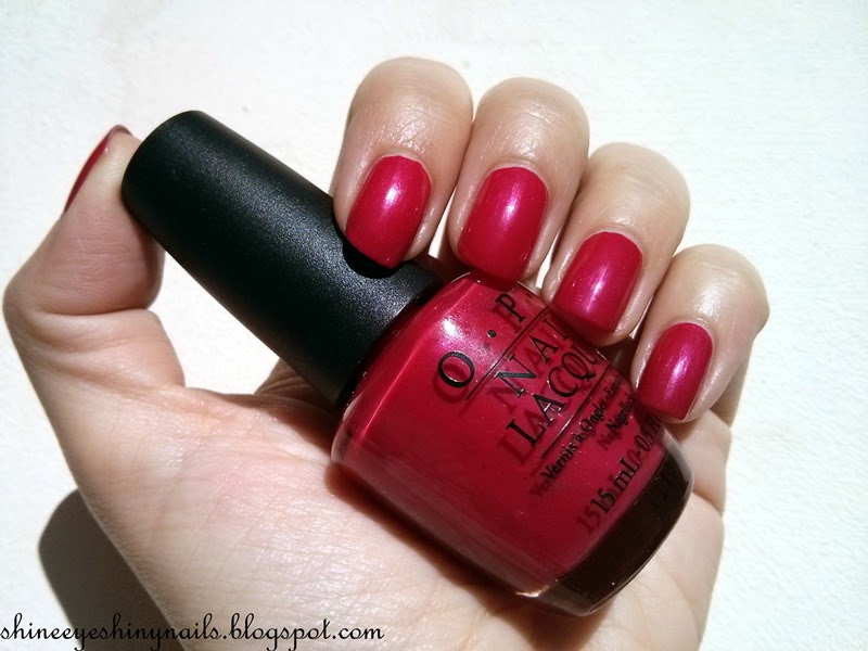 old: shine eye's shiny nails: opi california raspberry