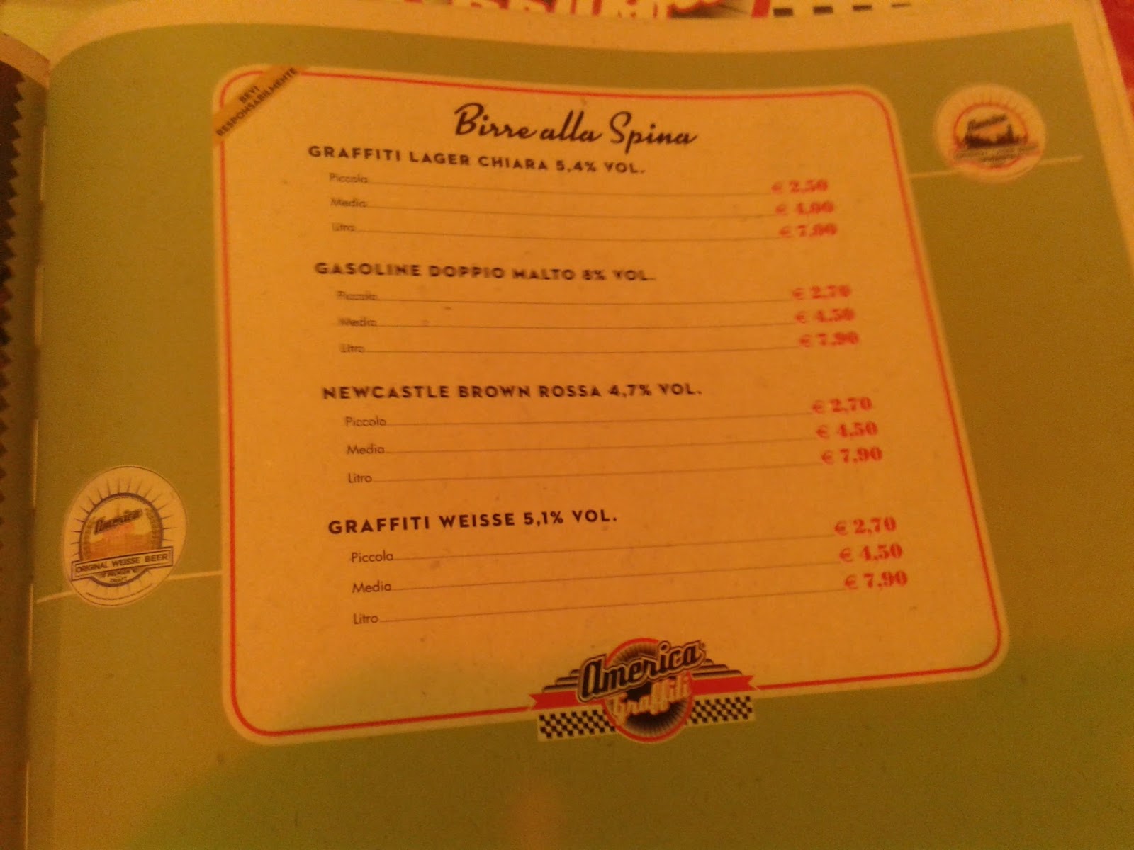 Menu e Prezzi: Menu della Catena di ristoranti America Graffiti ...