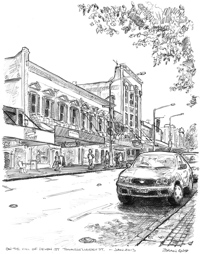 Sketchy Drawings: Devon Street - on the hill