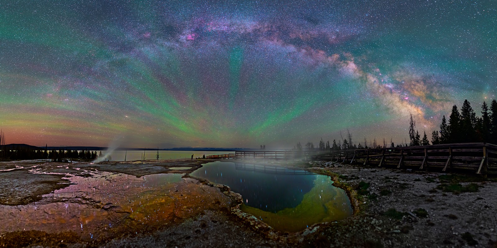 Airglow and the Milky Way Galaxy seen over Yellowstone National Park ...